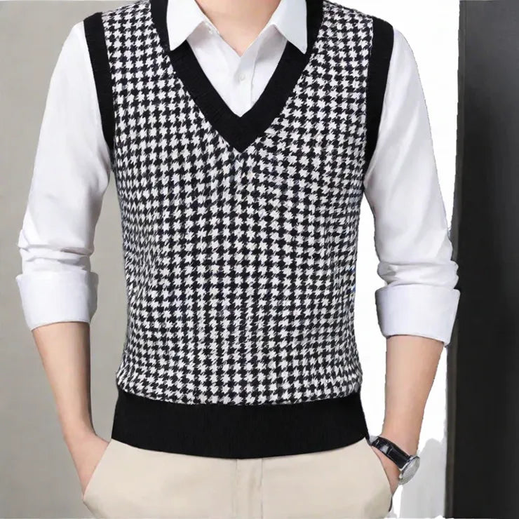 Men's sleeveless jacquard sweater – Style Old Money